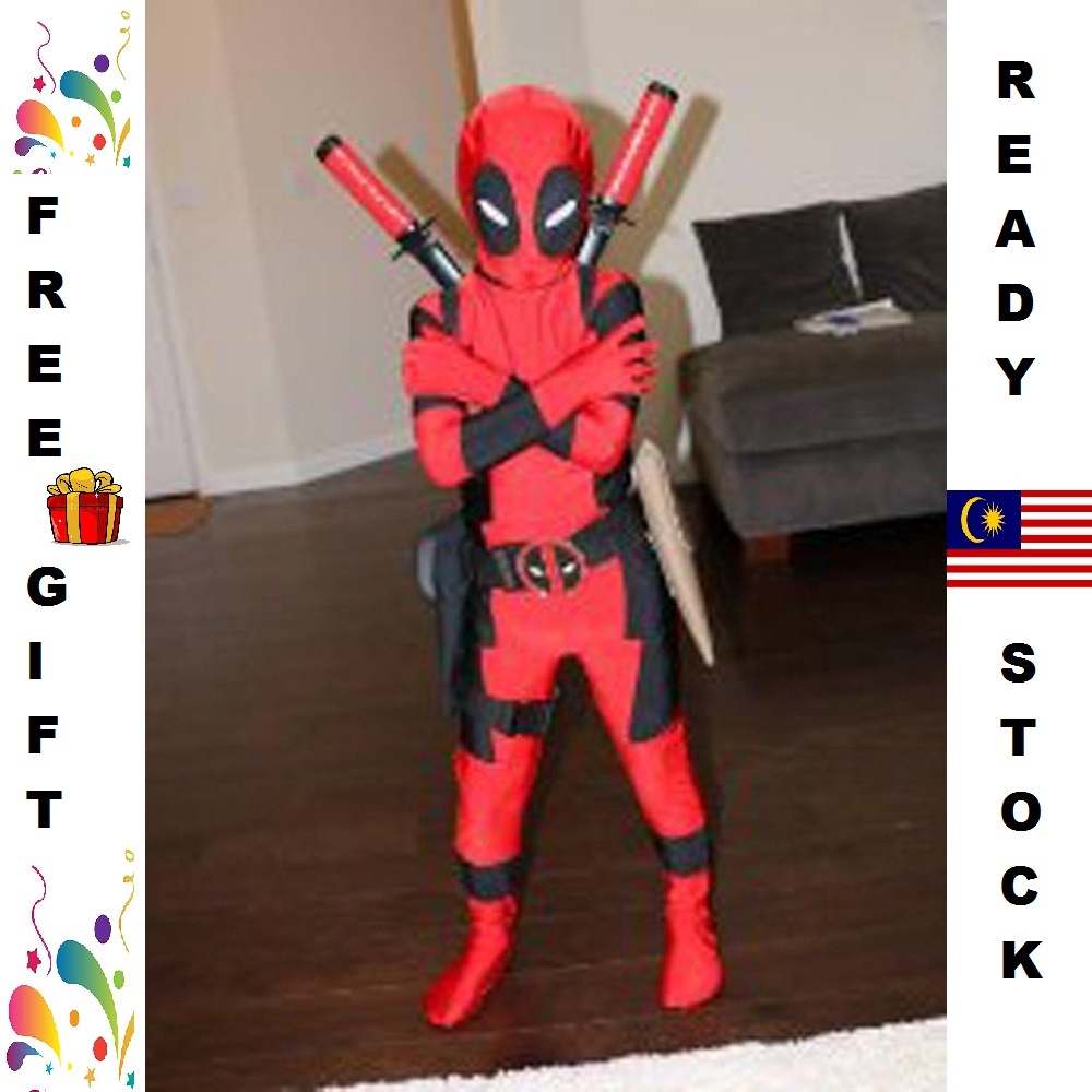 [Fitrhino] Kostum Deadpool Kids cosplay Baju kanak kanak topeng ...