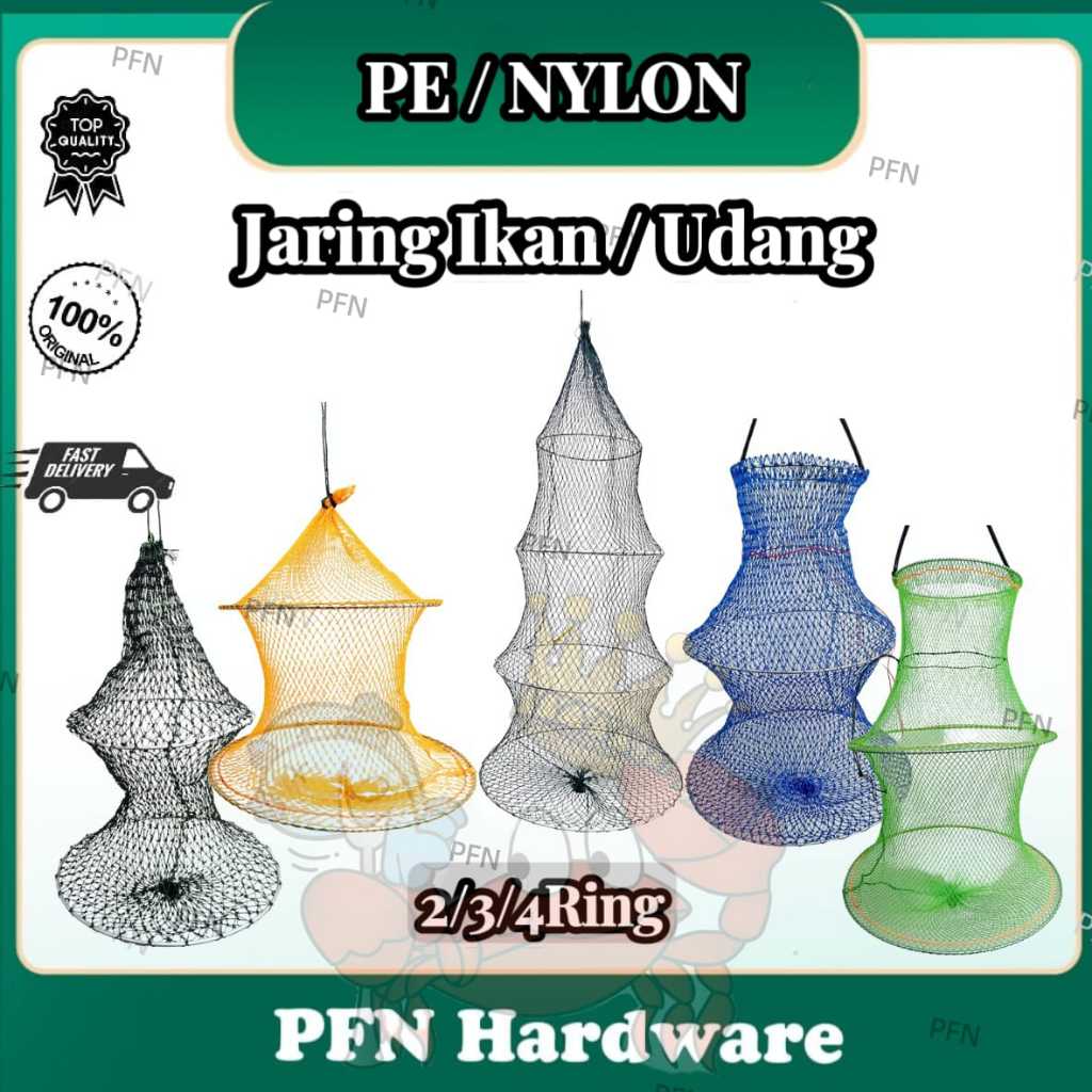 Jaring Nylon simpan Ikan dan Udang / Foldable Fish Ring Net | Shopee ...