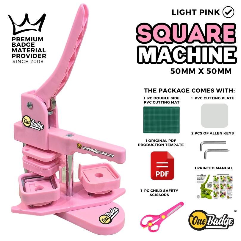 Square Button Badge Machine- 50mm x 50mm (Swivel Maika Pink V1 ...