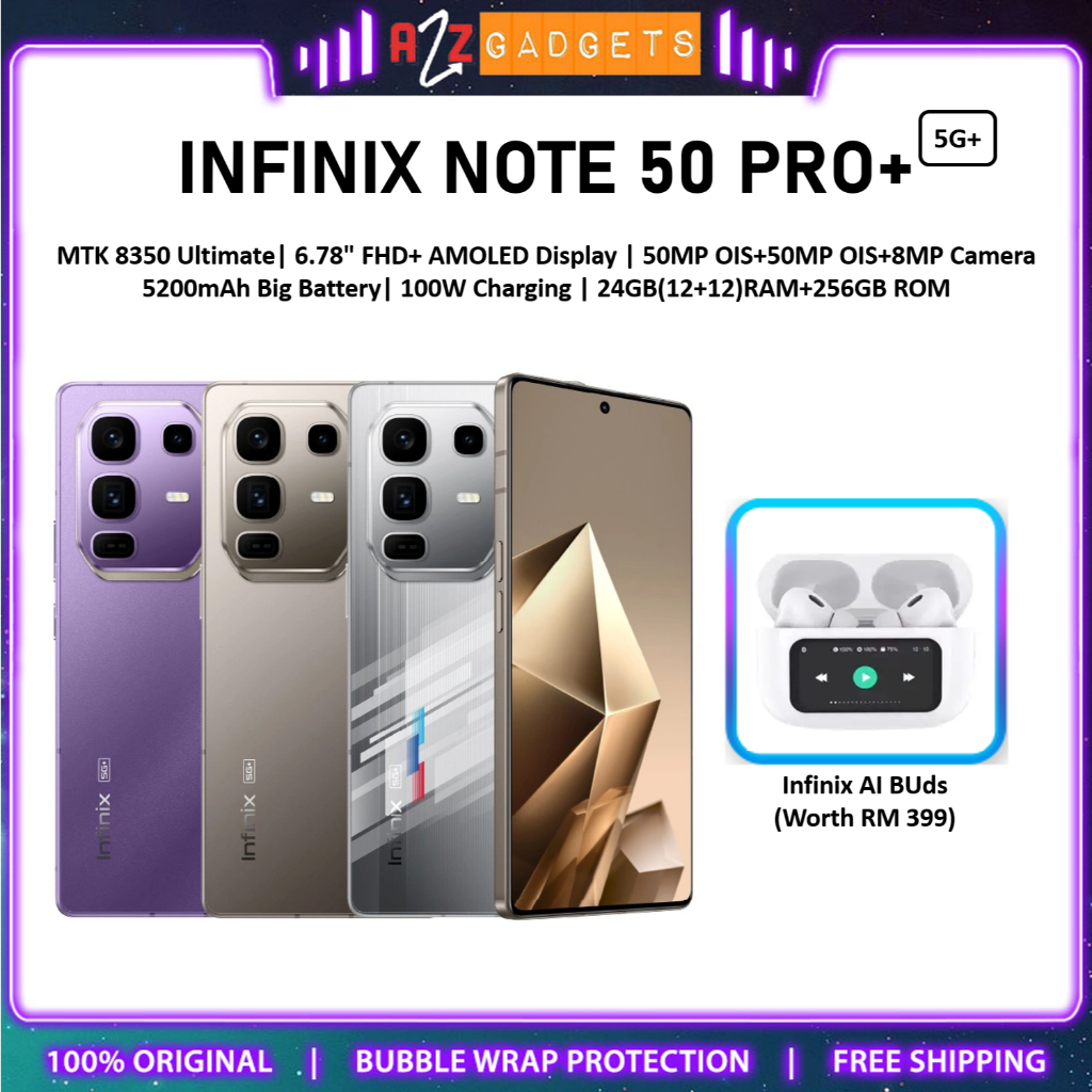 Infinix Note 50 Pro+ 5G+ 24GB(12+12) RAM+256GB ROM - 1 Year Infinix ...