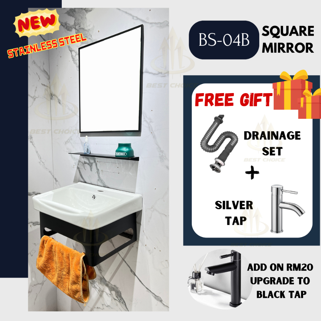 Bathroom Basin sinki bilik air Cabinet With Mirror STAINLESS STEEL ...