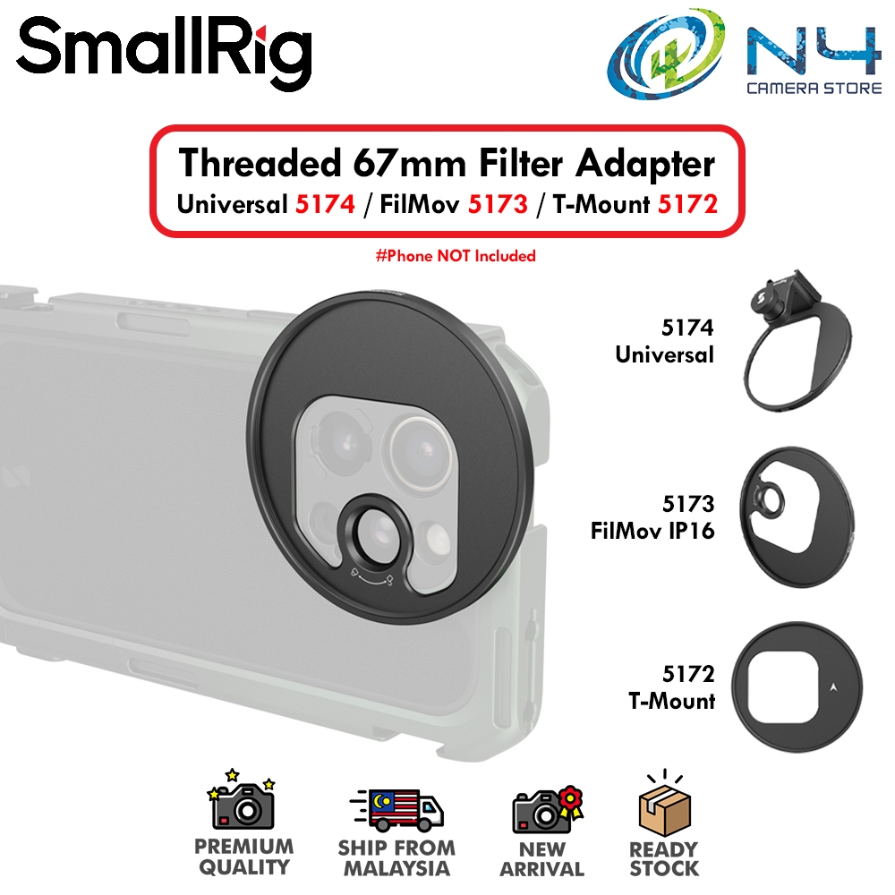 SmallRig 67mm Threaded Filter Adapter T-Mount [5172] / FilMov Iphone 16 ...