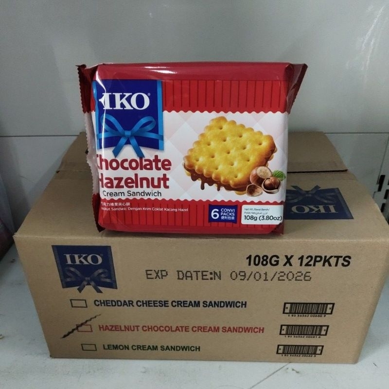 IKO Hazelnut Chocolate Cream Cracker -108g x 12 pkts (ctn) | Shopee Malaysia