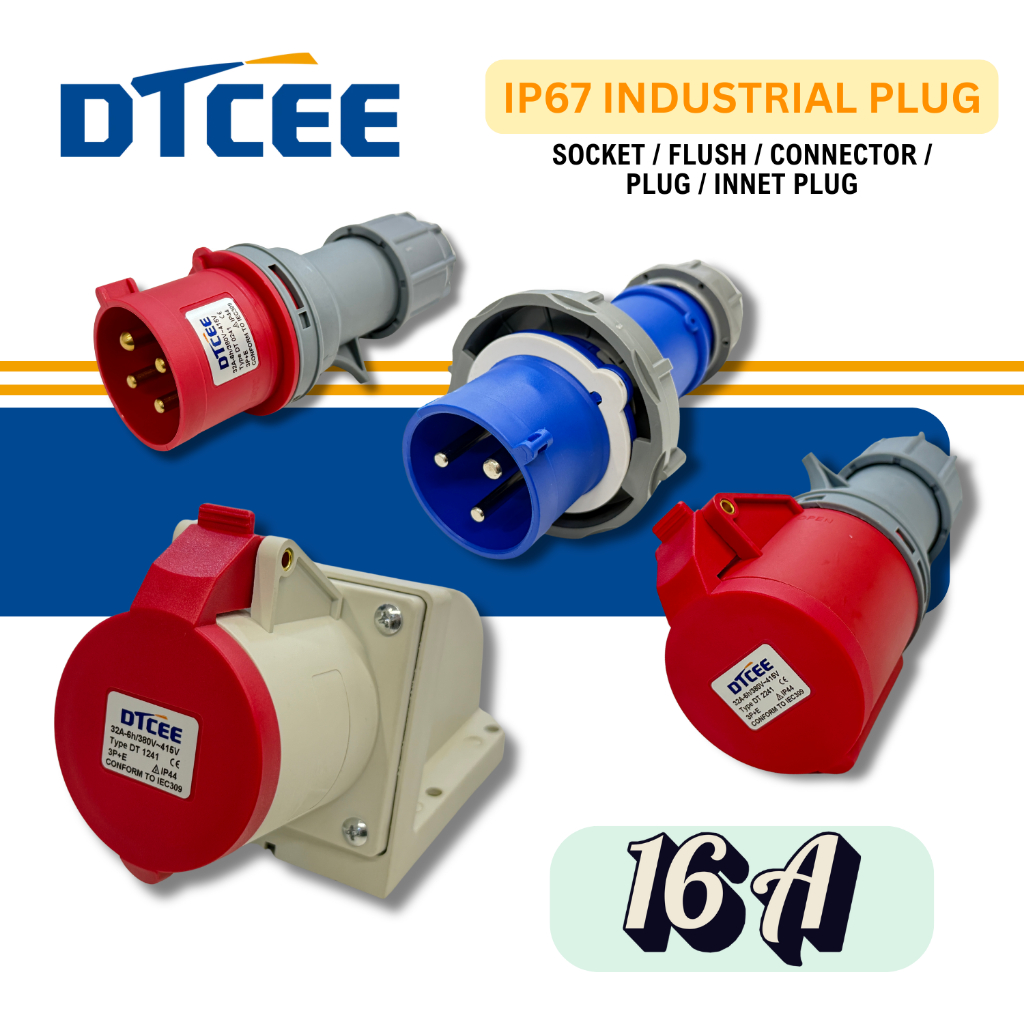 DTCEE IP67 Industrial Plug, Wall Sockets and Connector Sockets 16A 3pin ...