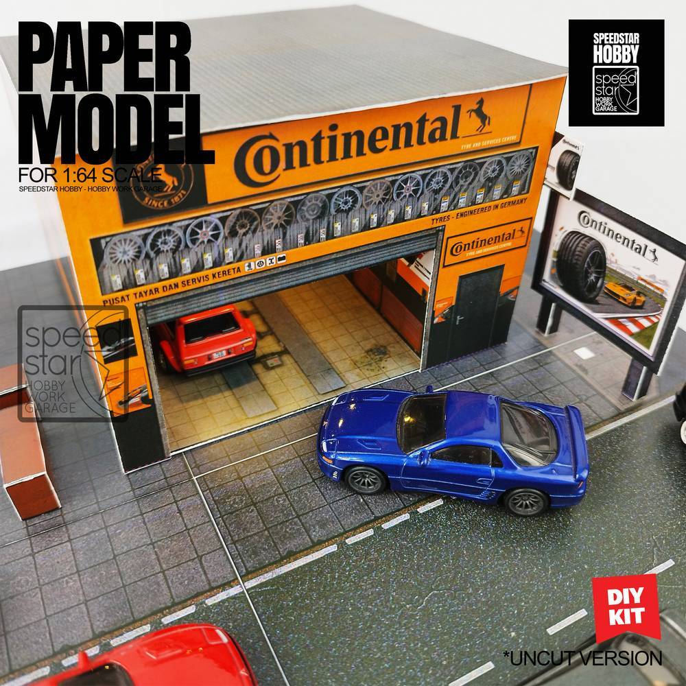 1:64 Continental Tyreshop Base #B1 - Diorama Paper Model Speedstar ...