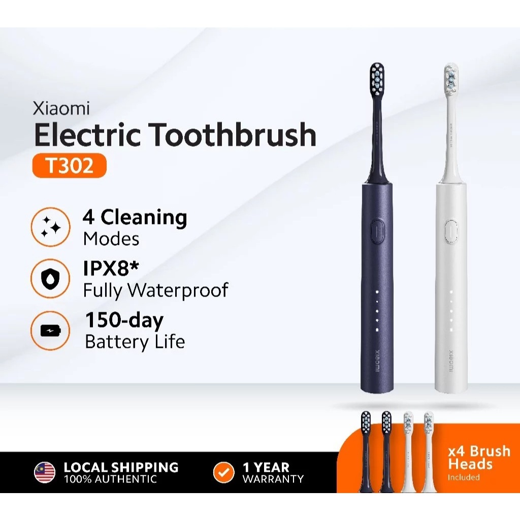 Xiaomi Electric Toothbrush T302 | 4 Cleaning Modes | IPX8 Waterproof | Low Noise Brushless Motor ...