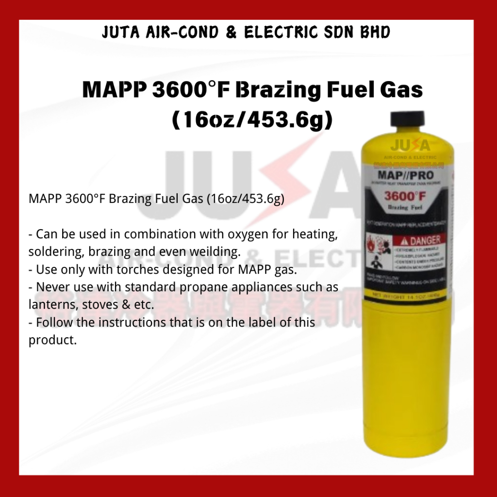 MAPP 3600°F Brazing Fuel Gas (16oz/453.6g) /MAPP GAS +SILVER ROD ...