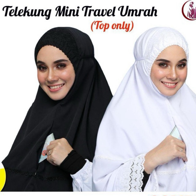 ALAJMAL TELEKUNG MINI Umrah Haji Hitam Putih Top Sahaja Sejuk Tudung ...