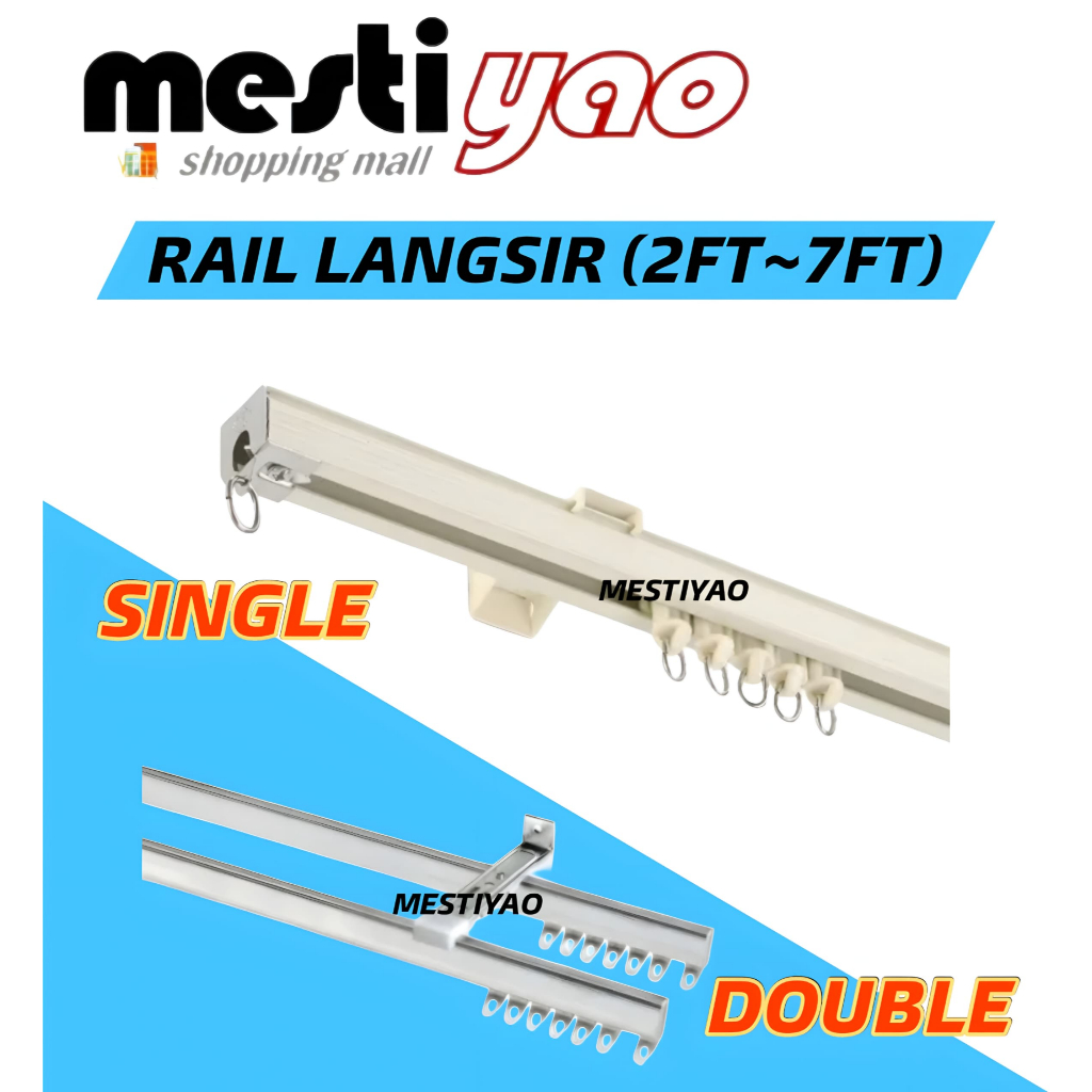 Rel Langsir Aluminium Set Lengkap Jenis MF Single/ Double/ Aluminium ...