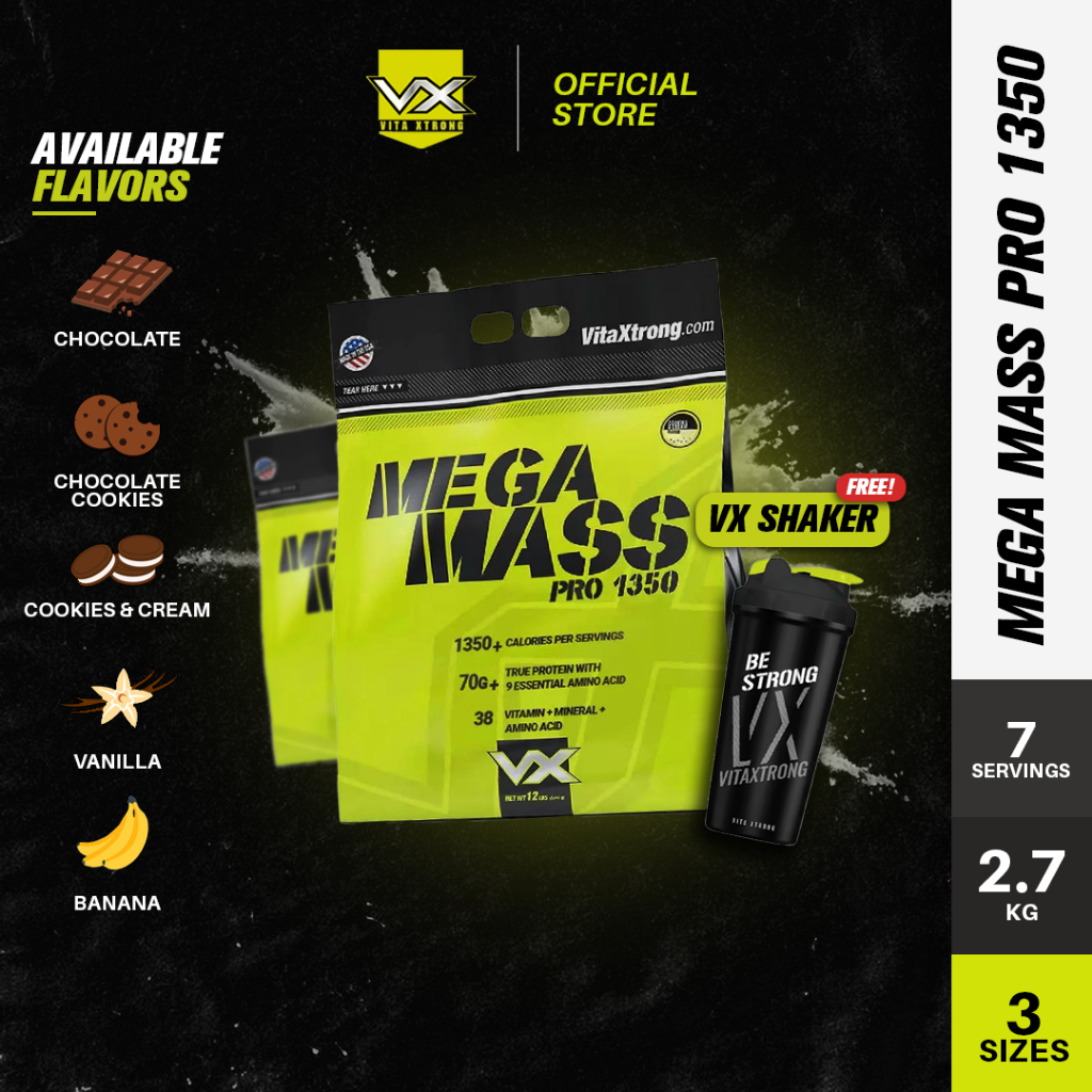 Vitaxtrong Mega Mass Pro 1350 | Mass Gainer Protein Powder with 38 ...