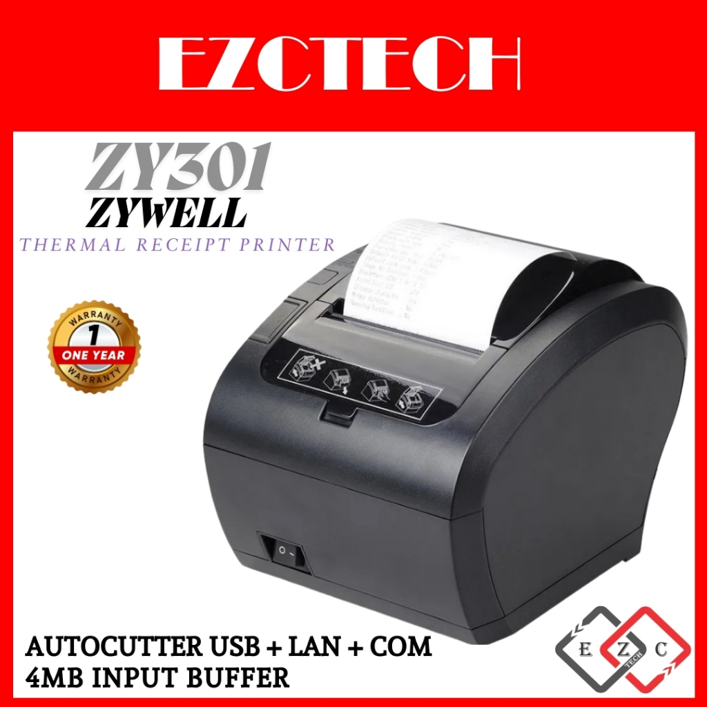 ZYWELL ZY301 80mm Thermal Receipt Printer (USB+LAN+Serial) pos system ...