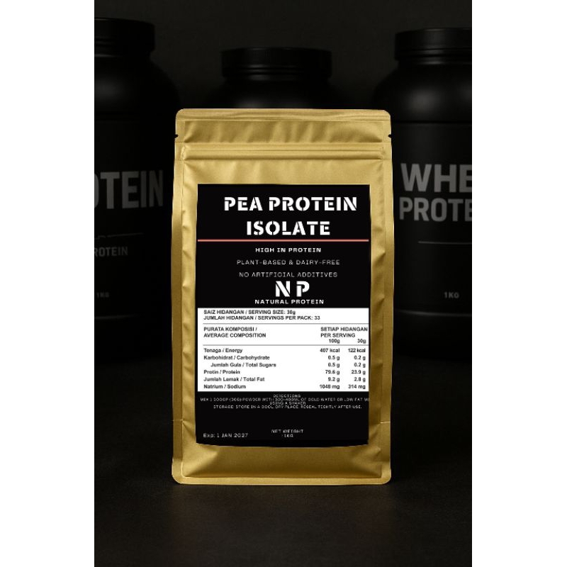 Natural Pea Protein isolate premium ( 1kg ). Free scoop | Shopee Malaysia