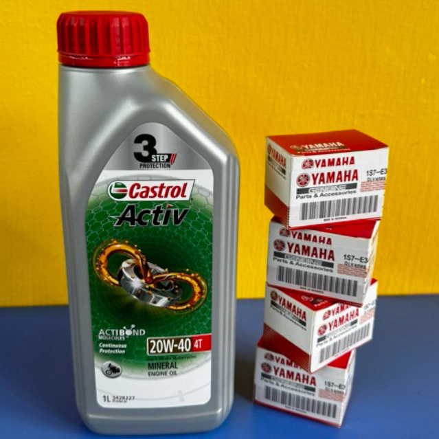 CASTROL ACTIV 20W40 4T ENGINE OIL MOTORCYCLE OIL FILTER YAMAHA | Shopee ...