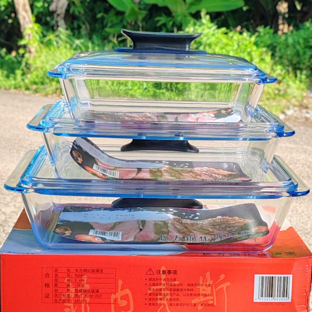 [1pc] RECTANGULAR TEMPERED GLASS CASSEROLE BAKED DISH WITH LID ...