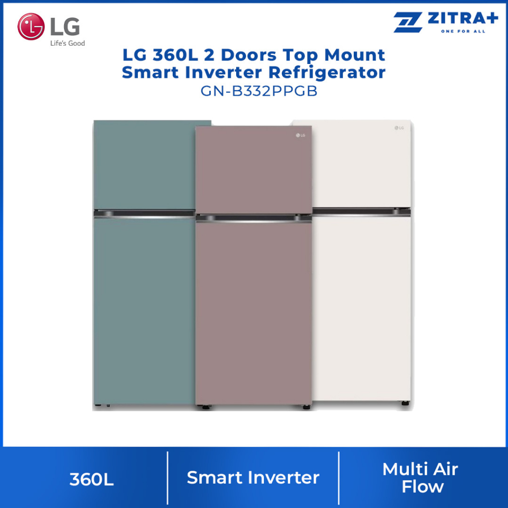 LG 360L 2 Doors Top Mount Smart Inverter Refrigerator GN-B332PBGB | Door Cooling+ | Multi Air ...