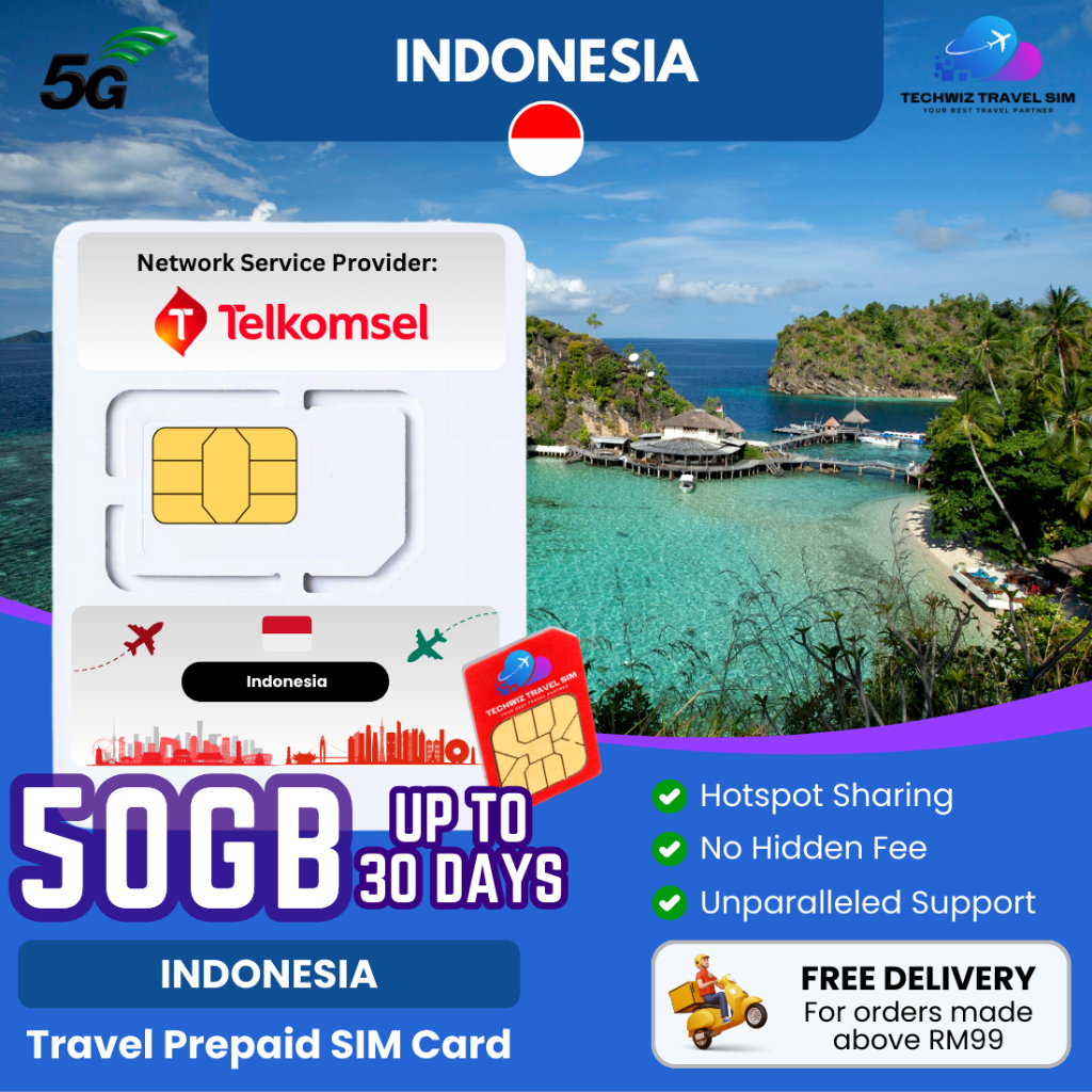 【印尼 Indonesia SIM Card】【Telkomsel 5G + Hotspot】Indonesia Travel SIM Card Indonesia SIM Card ...