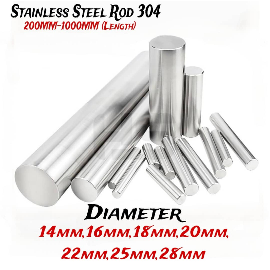 SUS304 Stainless Steel Shaft Rod Bar 200MM-1000MM LENGHT (14MM,16MM ...