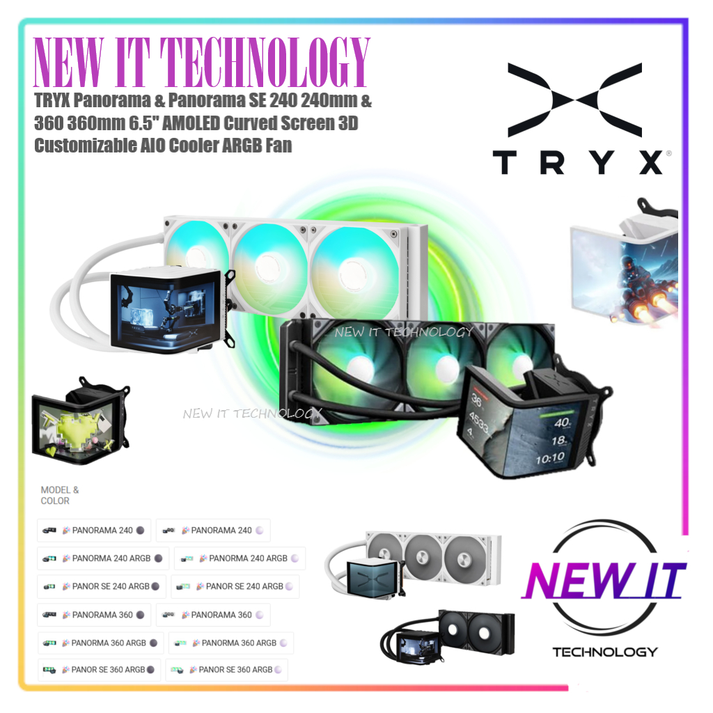 TRYX Panorama & Panorama SE 240 240mm & 360 360mm 6.5'' AMOLED Curved ...