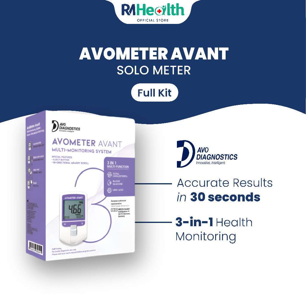 Avometer Avant (Solo Meter) Cholesterol Test Kit Glucose Meter Alat Cek ...