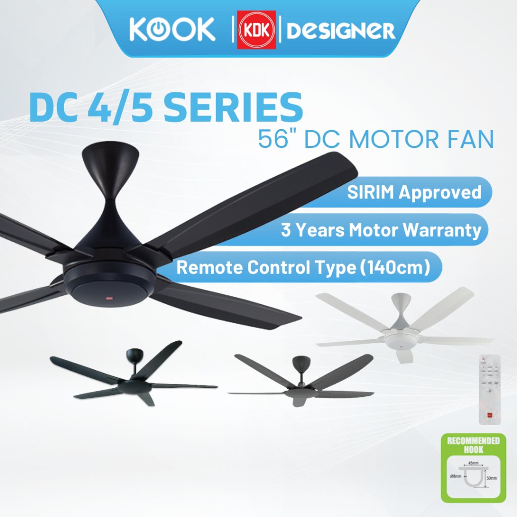 KDK K14TE / K14QF / DESIGNER (56"/140cm) DC motor Kipas Siling Ceiling ...
