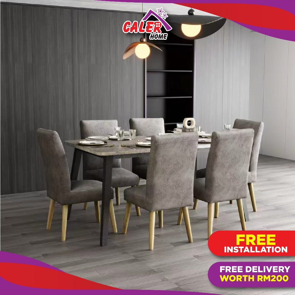 Caler Home ETO 1 + 6 Dining Set [Free Installation] | Shopee Malaysia