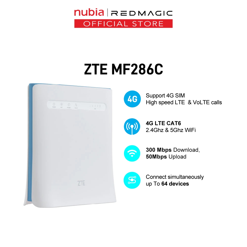 ZTE MF286C 4G/LTE up to 300Mbps Download Speed | 50Mbps Upload Speed ...