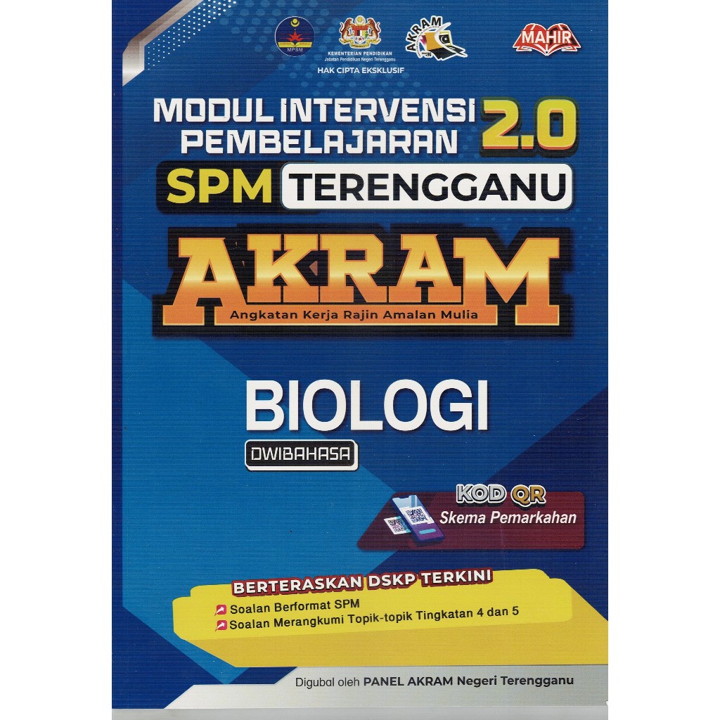 BUKU LATIHAN ( 2025 ) : MODUL INTERVENSI PEMBELAJARAN SPM TERENGGANU 2.0 AKRAM BIOLOGI DWIBAHASA ...