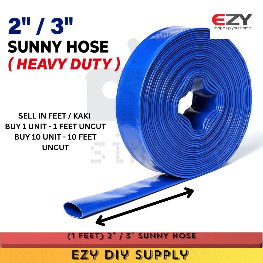 (1 FEET) 2" / 3" Heavy Duty Blue Sunny Hose | PVC Water Discharge Hose ...