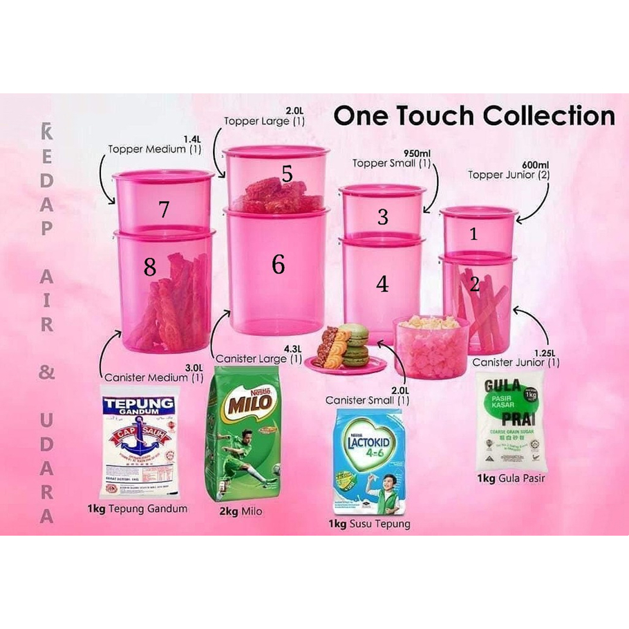 Tupperware One Touch Canister 950ml/1.25L/2L/3L/4.3L(1 unit/2 unit) | Shopee Malaysia