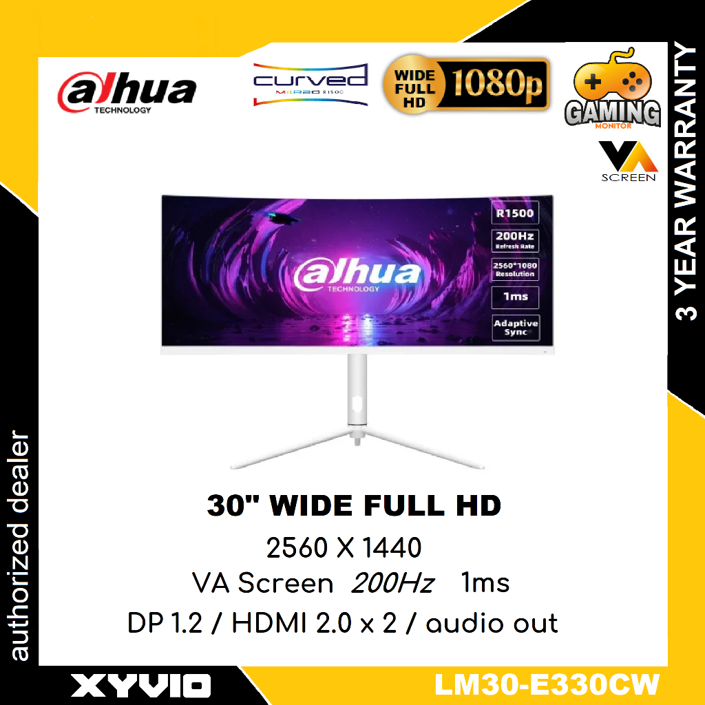 NEW LAUNCH!!! DAHUA LM30-E330CW 30’’ WFHD GAMING MONITOR ( 30" 2K WFHD / 1MS / 200Hz / ADAPTIVE ...