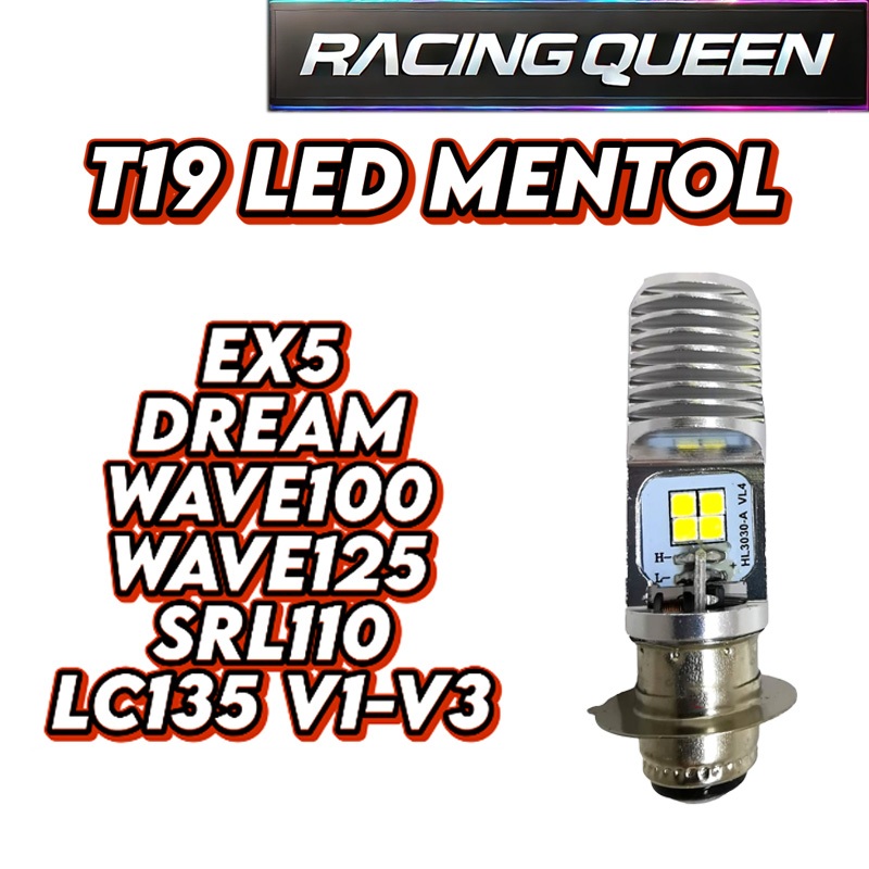 LED FRONT BULB T19 MENTOL LAMPU DEPAN SUPER WHITE LC135 EX5 DREAM DASH WAVE Y125Z SRL110 125 ...