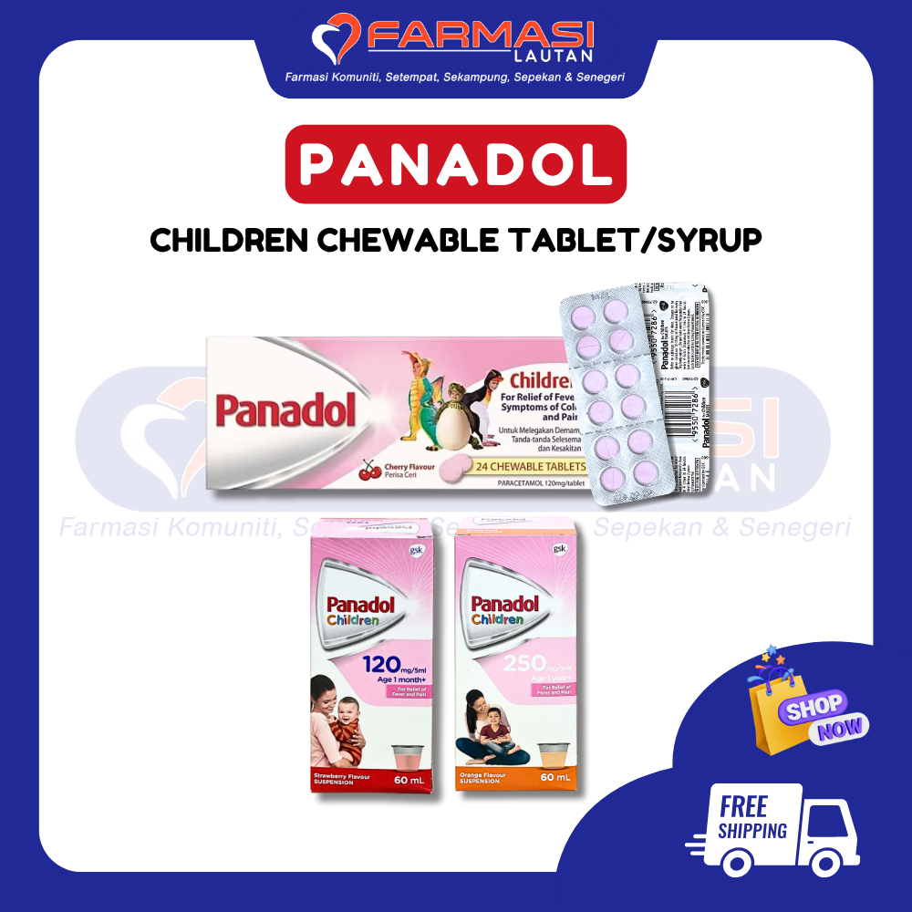 Panadol Paracetamol Children Chewable Tablet 24's/Syrup (120mg/250mg ...