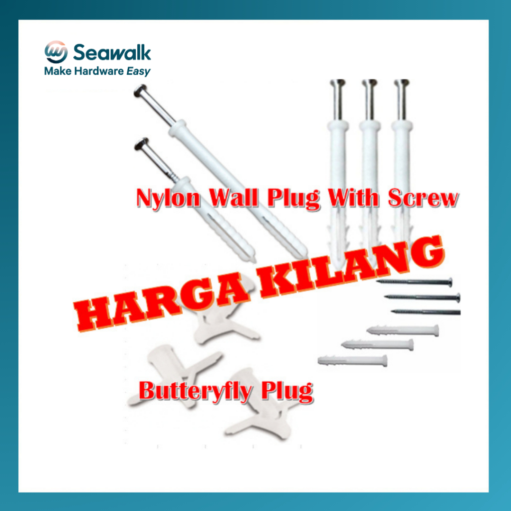 HARGA KILANG 1 BOX Nylon Wall Plug With Screw Cabinet Furniture Skru ...
