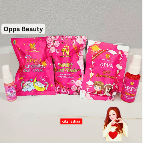 Oppa Skincare 💯 Uv Sunscreen Spf 35 , Nanie Secret Wash & Spray , Foundation Kilat , Setting ...