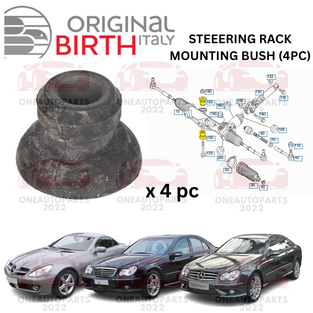 ORIGINAL BIRTH ITALY STEERING RACK MOUNTING BUSH 4pc MERCEDES BENZ W203 ...