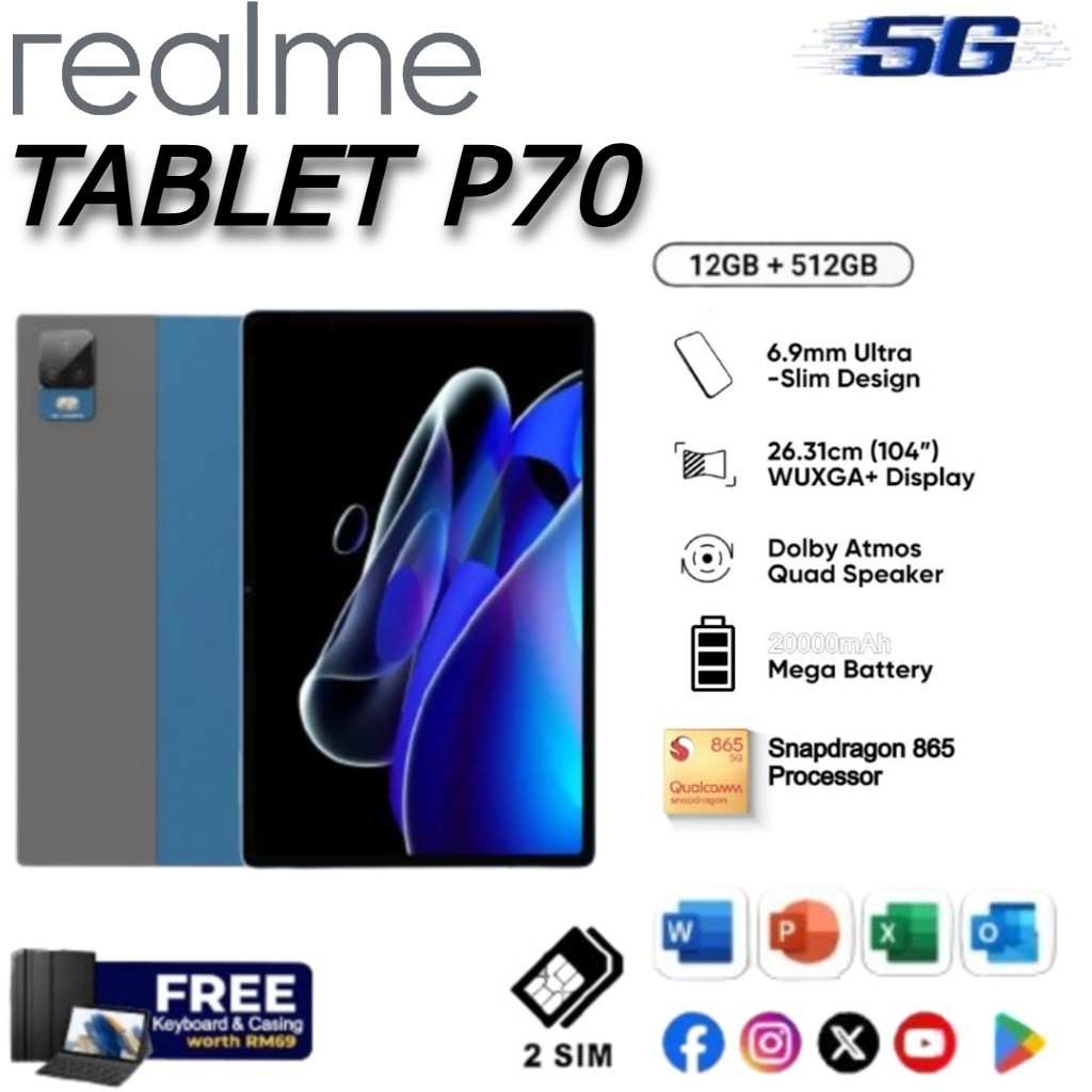 🔥NEW /HOT🔥 2025 Realme Pad P70 | 16GB RAM 512GB ROM | Snapdragon 865 | 4G+5G LTE Dual SIM ...