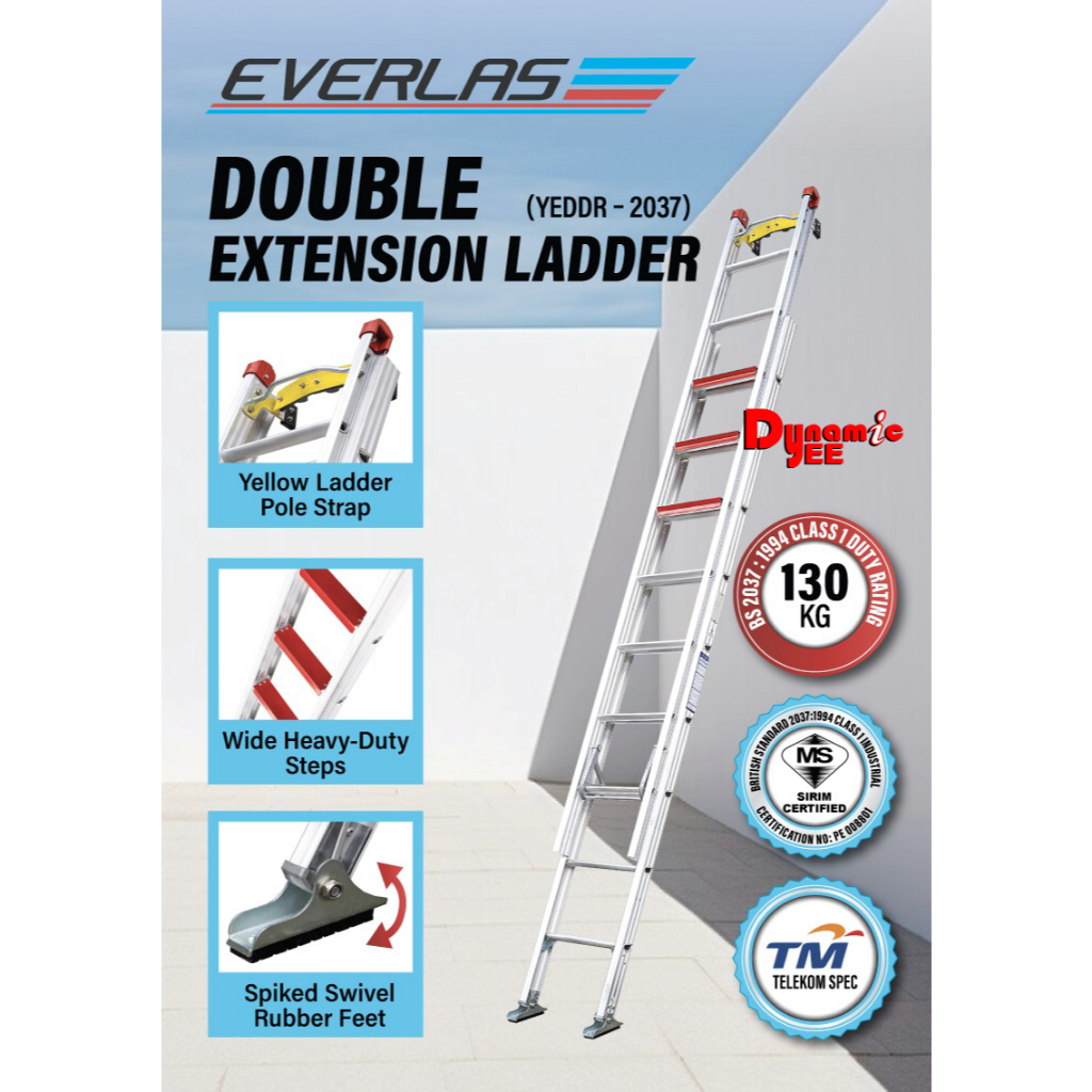 EVERLAS Ladder Slide Double Extension BS2037: 1994 Class 1 Industrial ...