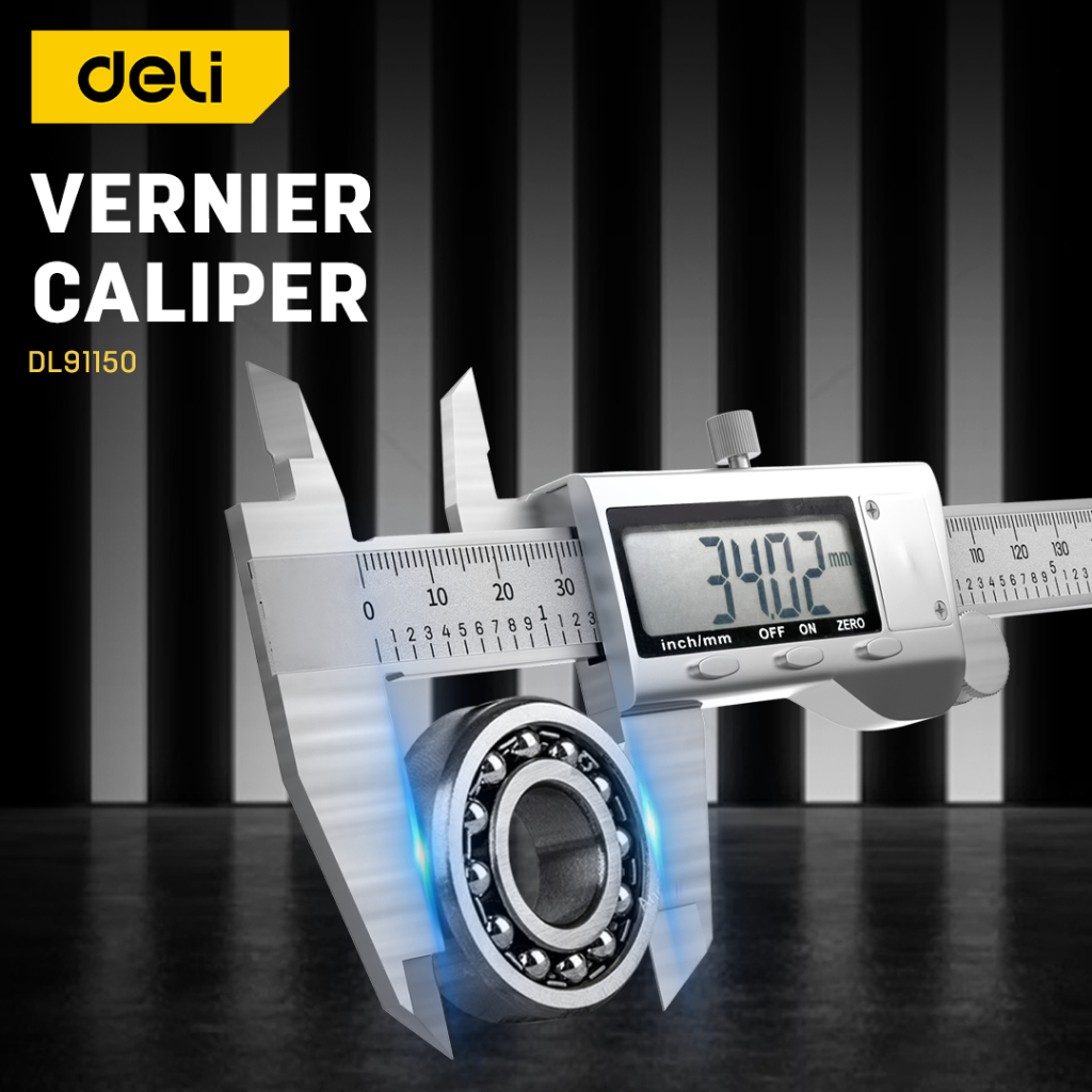 DELI Vernier Caliper with LED Display (150mm / Stainless Steel) DL91150 ...