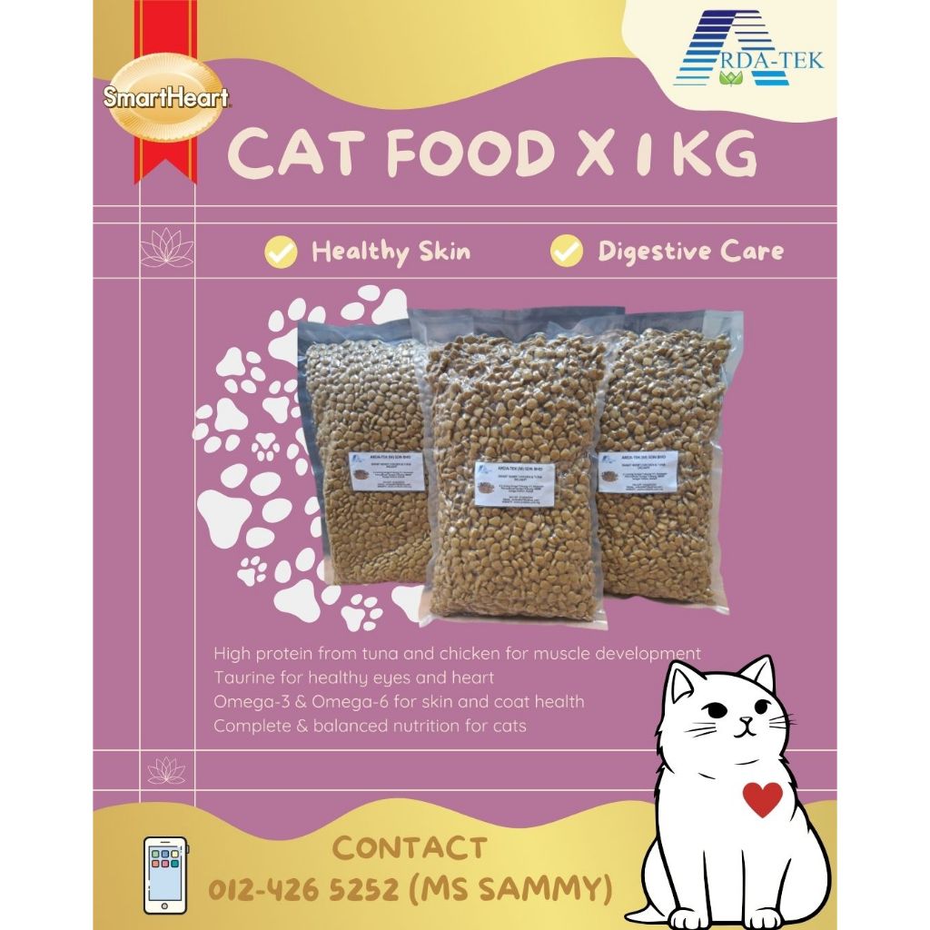 ARDATEK SmartHeart Dry Cat food Kibbles Chicken Tuna Makanan Kucing ...