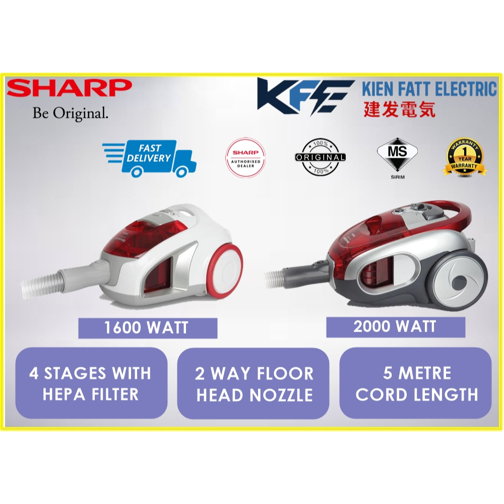 Sharp Bagless Vacuum Cleaner 1600 Watt ECNS16R/ 2000 Watt ECLS20R ...