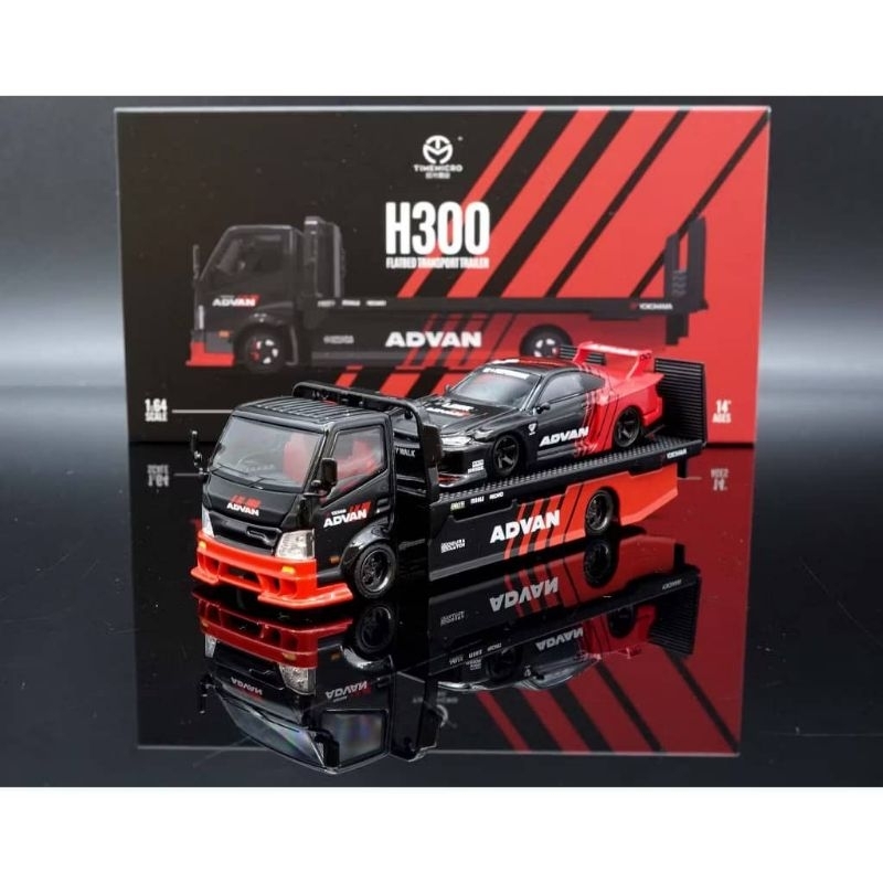 Time Micro 1:64 H300 Flatbed Transport Trailer Truck Advan Livery (New ...