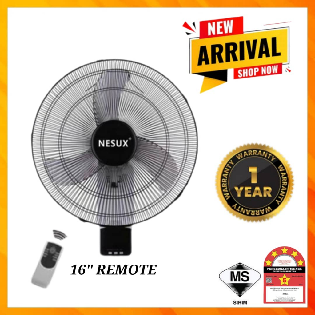 NESUX 16 INCH KIPAS DINDING REMOTE 3 SPEEDS | Shopee Malaysia