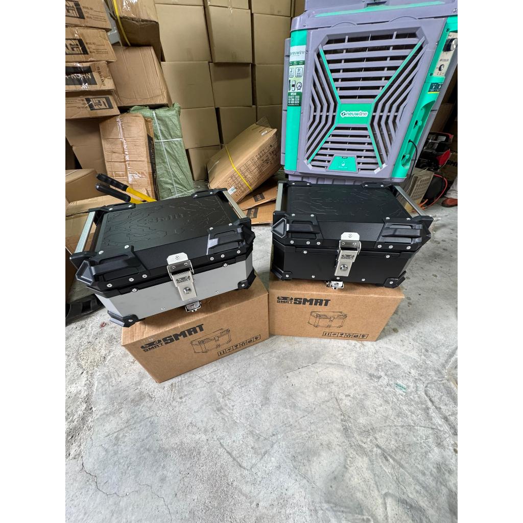 SMRT ALUMINIUM TOP BOX TANKER 28L 45L KOTAK PETI ALUMINIUM BLACK/SILVER ...