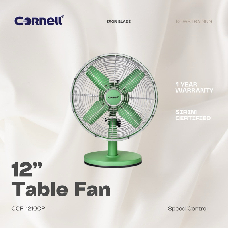 Cornell Metal 12” Table Fan CCF-1210CP Retro Design Speed Control ...