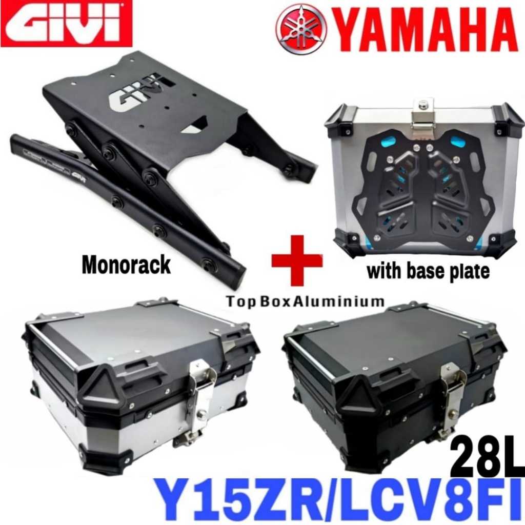 GIVI Monorack Yamaha Y15ZR LC135 V8 FI Top Box Aluminium 28L 28 Liter ...