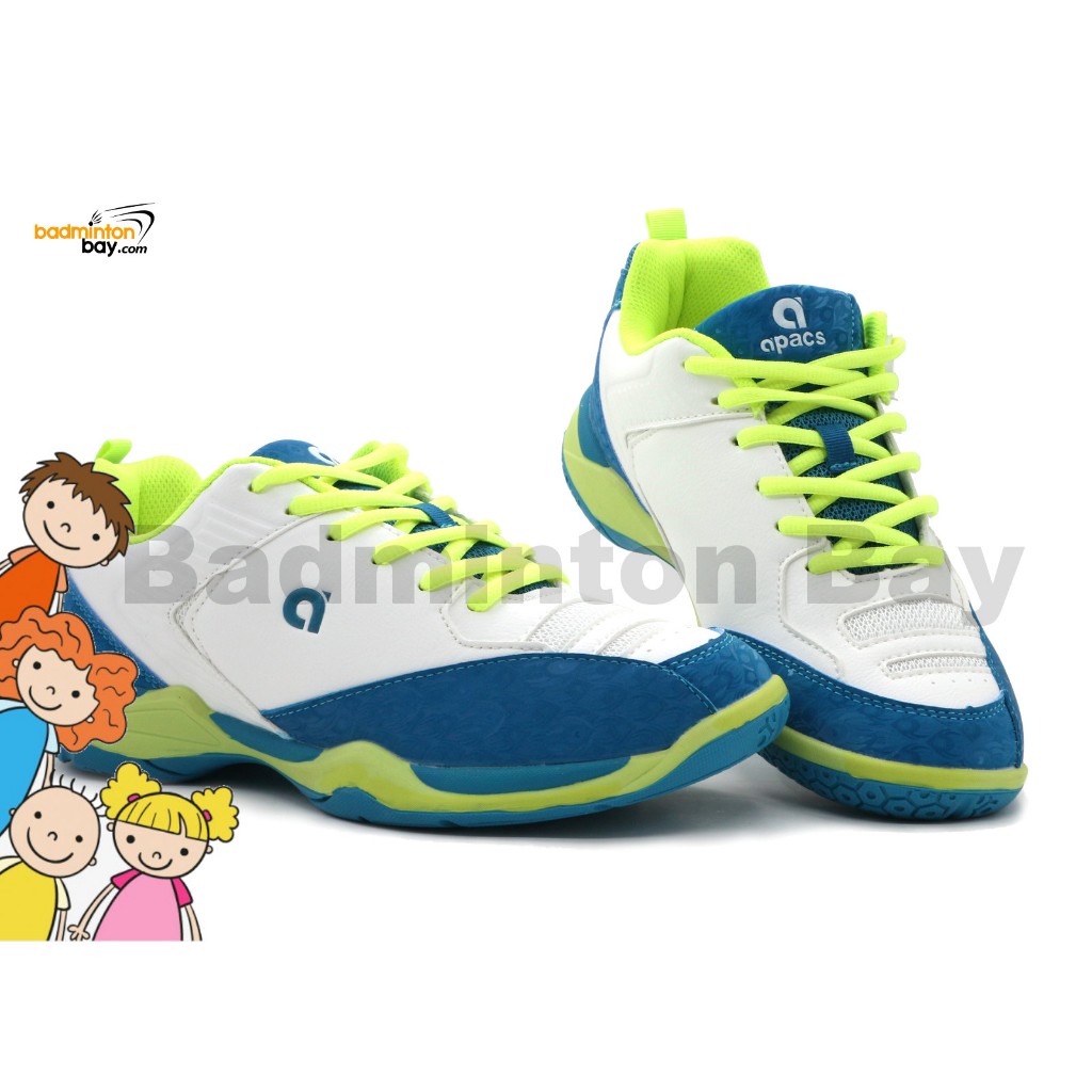 Apacs Kids Cloud Stride CS260 Lapis Lazuli Lime Shoe White With Improved Cushioning and Outsole ...