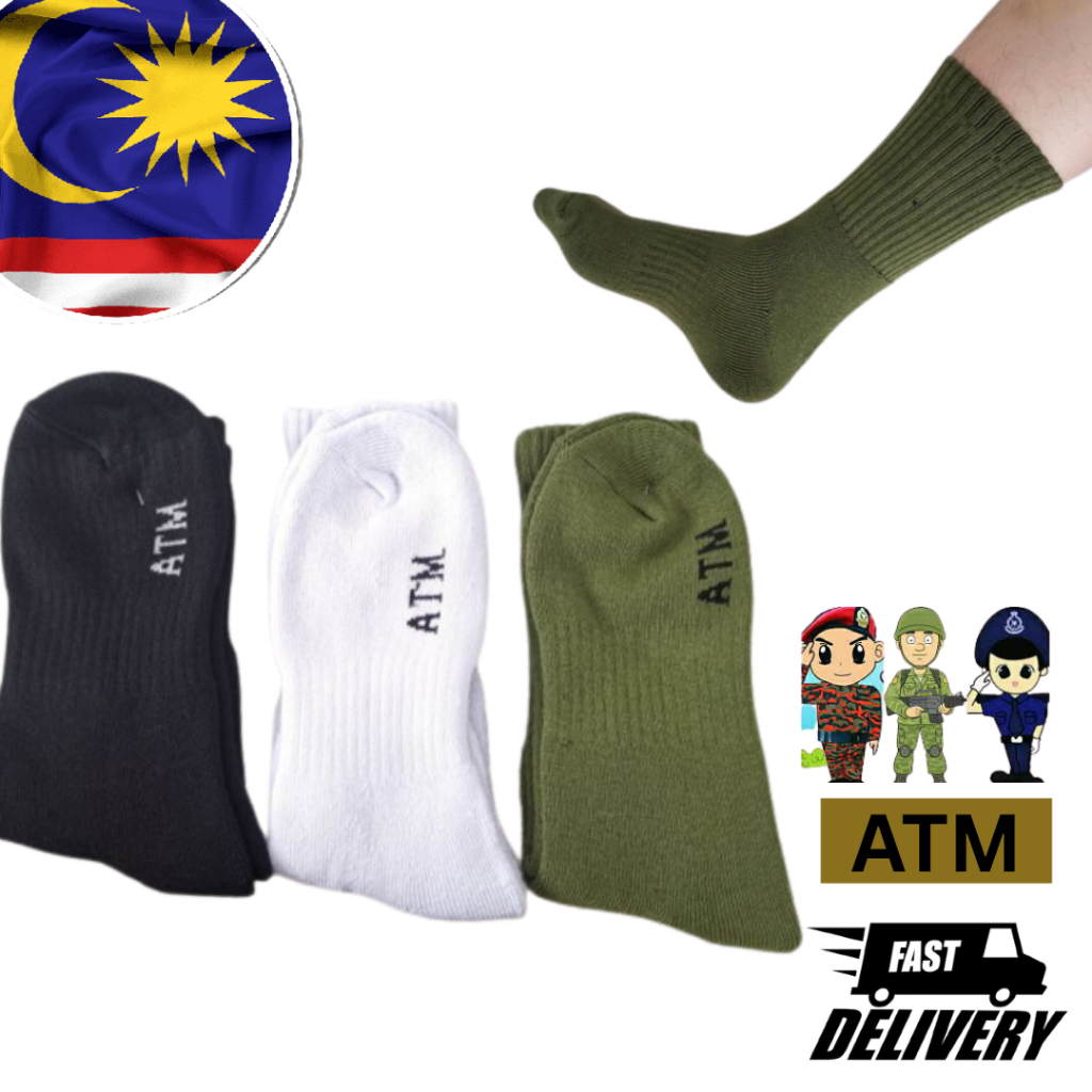 Stokin Hijau Hitam Putih Panjang Atm / Socks Men | Shopee Malaysia