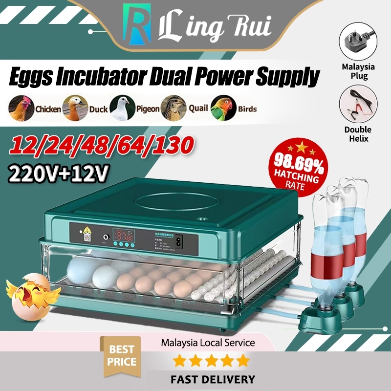 Eggs Automatic Incubator 12/24/48/64/130 Thermostatic Chicken Hatching ...