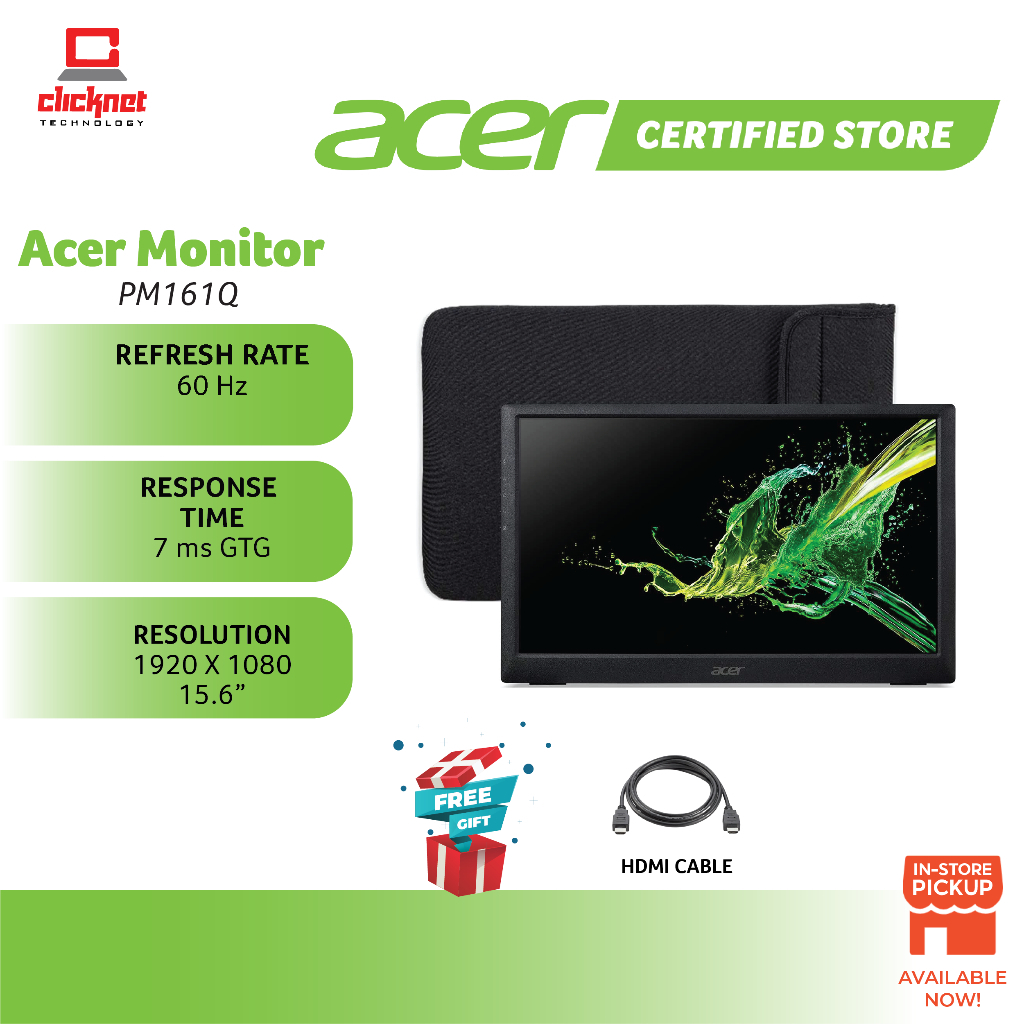 ACER AOPEN PM161Q 15.6" FHD PORTABLE MONITOR-BLACK | Shopee Malaysia