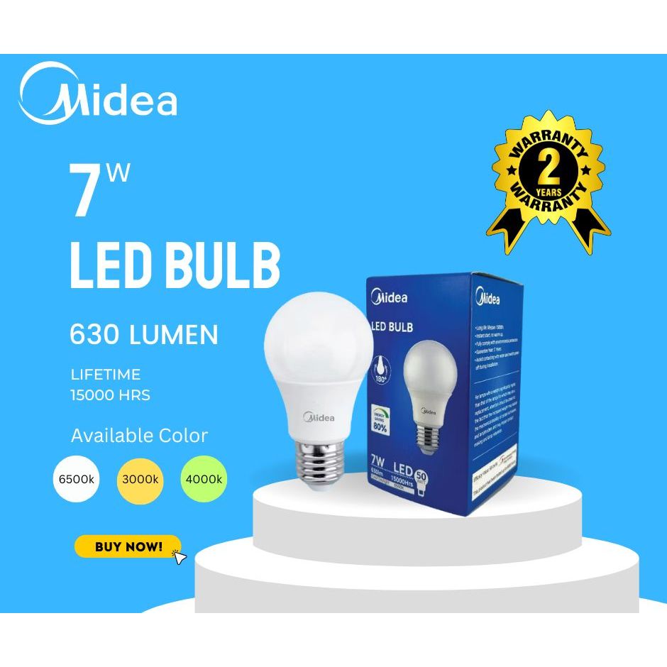 Midea LED Round Bulb A60 Series Mentol Lampu 7W-15W | Shopee Malaysia